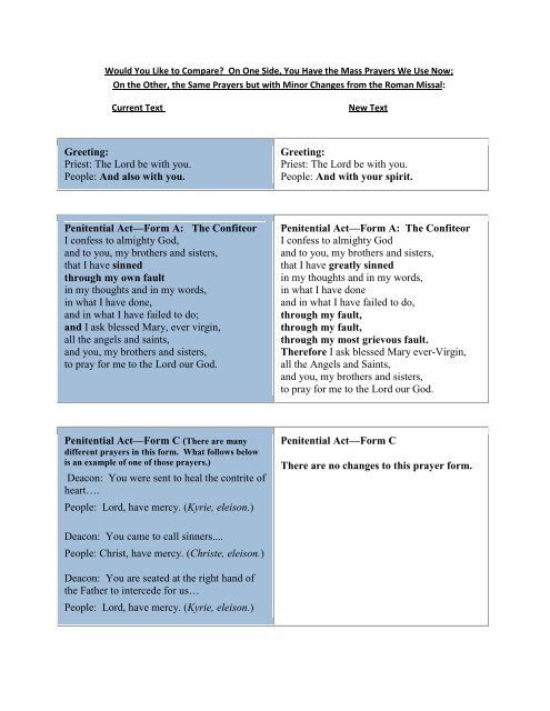 Penitential Act—Form A - St. Paul Catholic Church