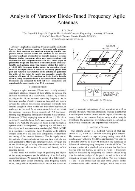 Analysis of Varactor Diode-Tuned Frequency Agile Antennas
