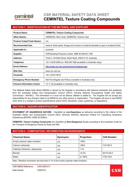 CEMINTEL Texture Coating Compounds - CSR