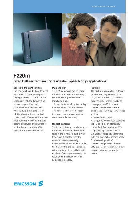 Fixed Cellular Terminal for residential (speech only) applications