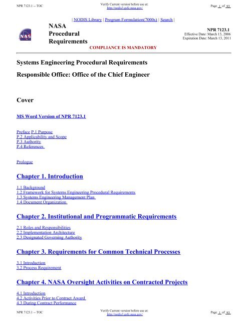 NASA Procedural Requirements Systems ... - NASA Quest!