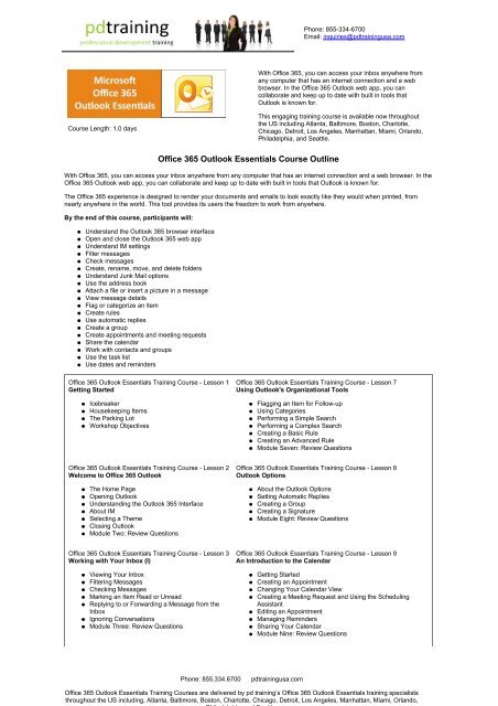 Office 365 Outlook Essentials Course Outline