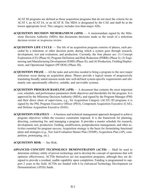 ACAT III programs are def