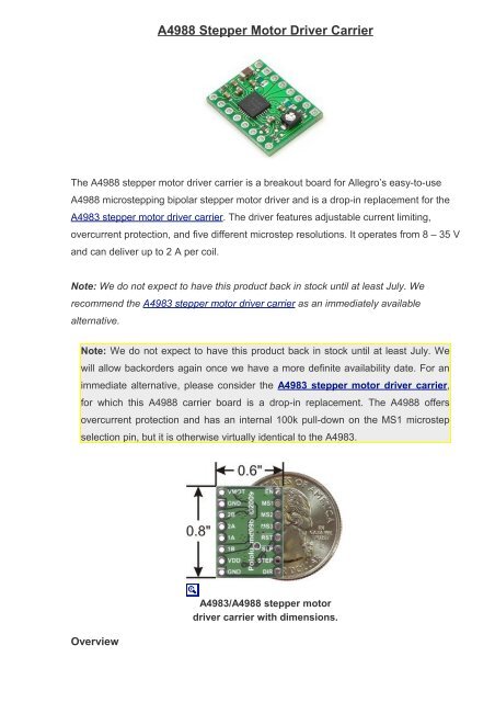 A4988 Stepper Motor Driver Datasheet Pdf - Infoupdate.org