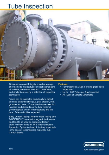 Tube Inspection - Oceaneering