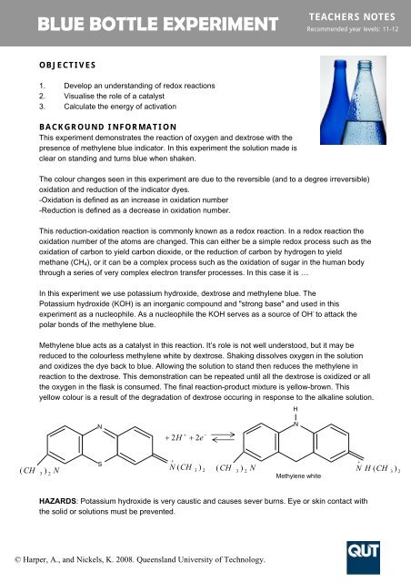 Blue bottle Experiment TEACHER - QUT