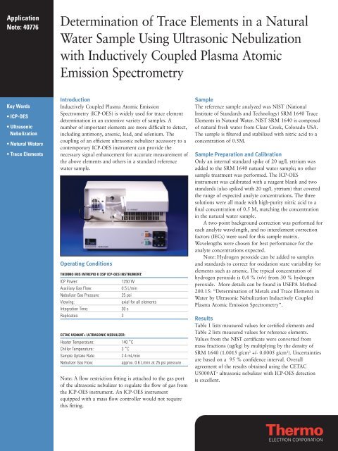 Determination of Trace Elements in a Natural Water Sample Using ...