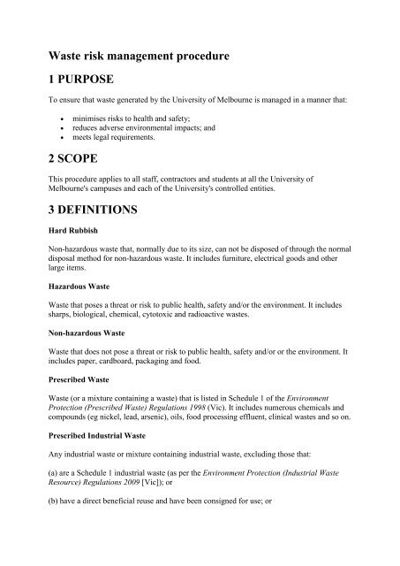 Waste risk management procedure 1 PURPOSE 2 SCOPE 3 ... - Safety