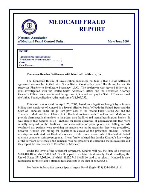 MEDICAID FRAUD REPORT - National Association of Medicaid ... MEDICAID FRAUD REPORT - National Association of Medicaid ...