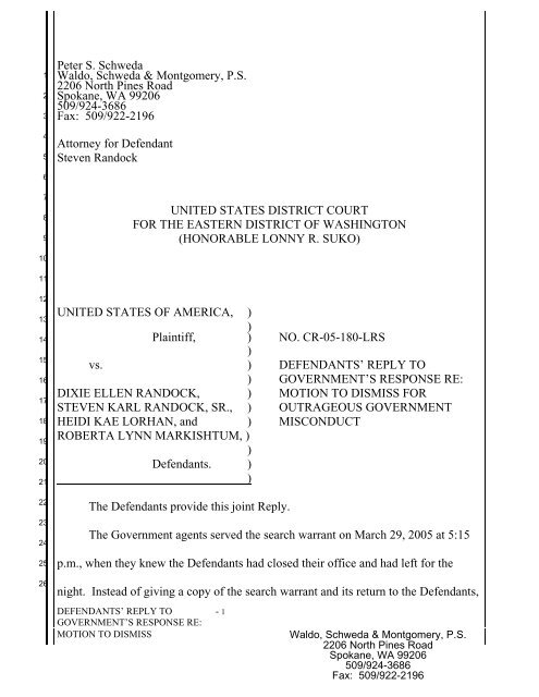 Defense response to prosecution's response to motion to dismiss ...