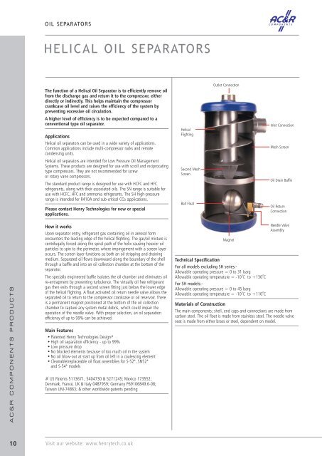 HELICAL OIL SEPARATORS - Henry Technologies