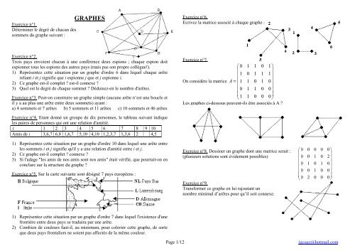 Exercices corrigÃ©s sur les graphes 1 - Lyceedadultes.fr