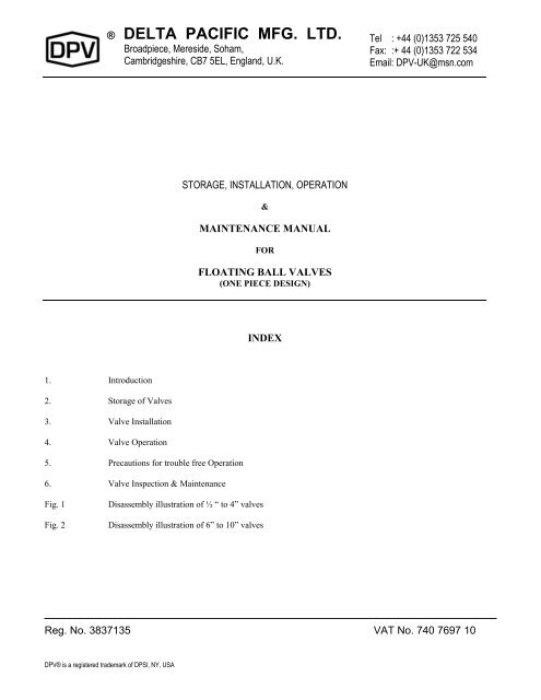 DPV BALL IOM (One Piece Design) - Delta Pacific Valves Limited