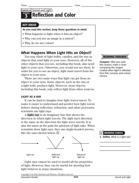 16.3 Reflection and Color Interactive Guide