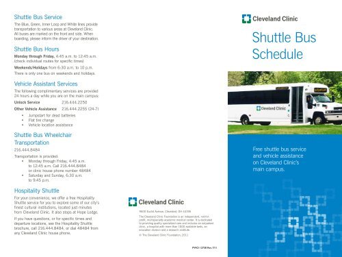 Shuttle Bus Schedule - Cleveland Clinic