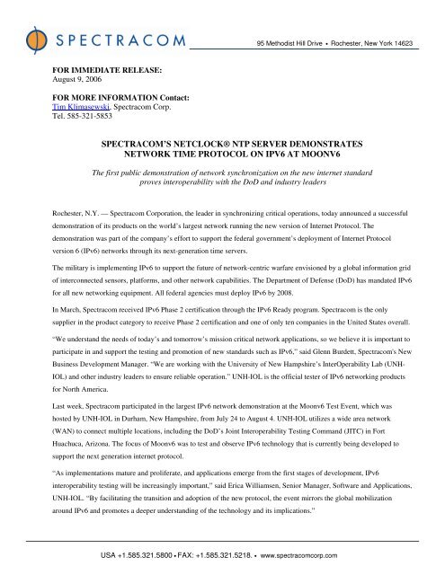 spectracom's netclockÂ® ntp server demonstrates network time ...