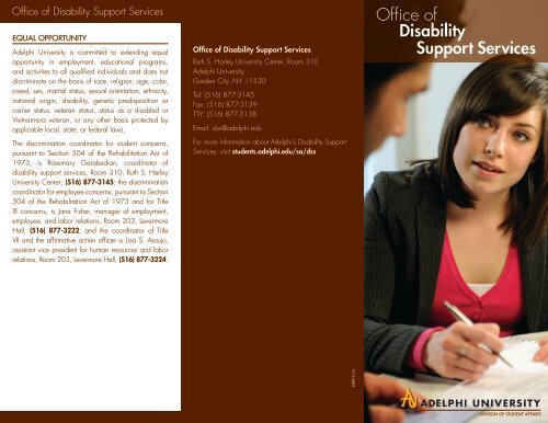 Disability Support Services brochure - Campus Life - Adelphi ...