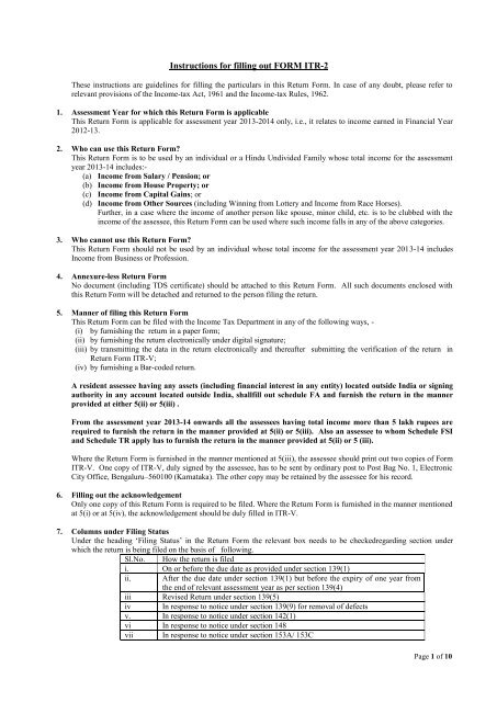 Instructions for filling out FORM ITR-2 - Download Forms India