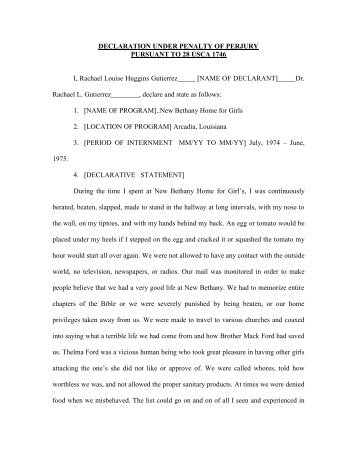 Affidavit Unsworn Declaration Under Penalty of Perjury of SOE for ...