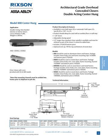 Norton 8500 Series Catalog Cut Sheet (8501/8501H) - Epivots