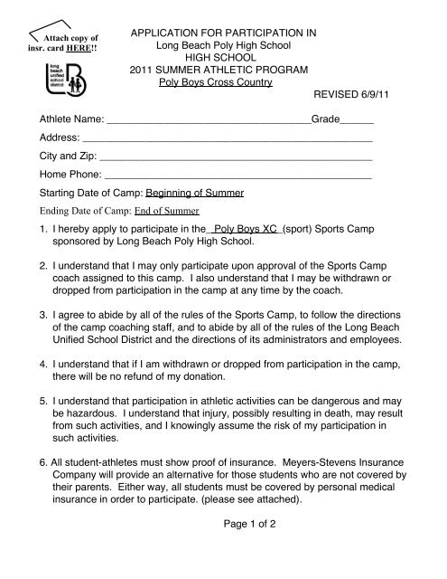 APPLICATION FOR PARTICIPATION IN Long Beach ... - Lbpxc.com