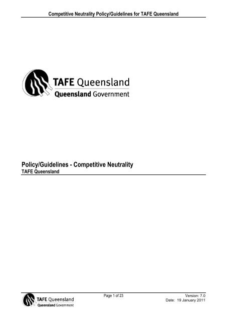 TAFE Queensland Competitive Neutrality Guidelines - Training ...