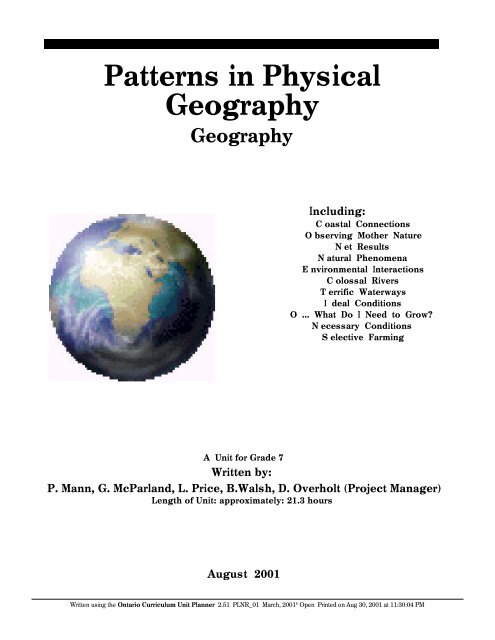 Patterns in Physical Geography