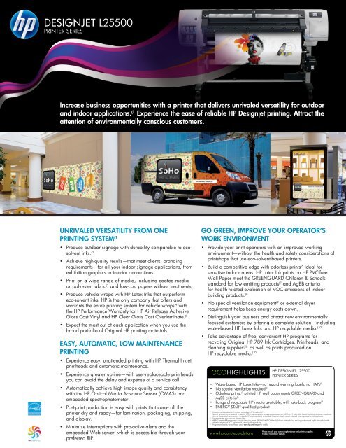 HP Designjet L25500 Printer: Data Sheet - Hewlett-Packard