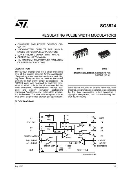 smps pwm SG3524 Regulating pulse width modulators - 320Volt