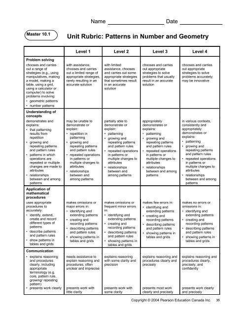 Geometry Town Rubric