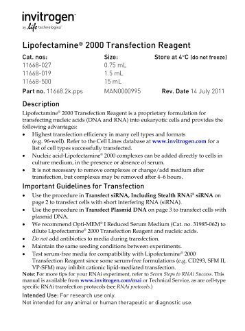 Lipofectamine Magazines