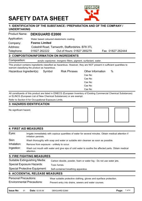 SAFETY DATA SHEET - Health & Safety