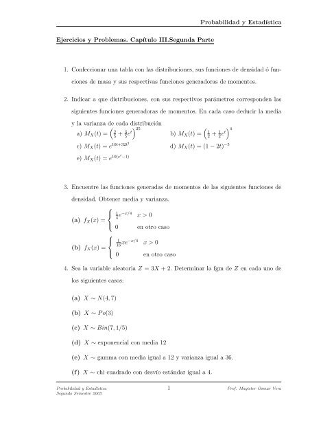 Probabilidad y EstadÂ´Ä±stica Ejercicios y Problemas. CapÂ´Ä±tulo III ...
