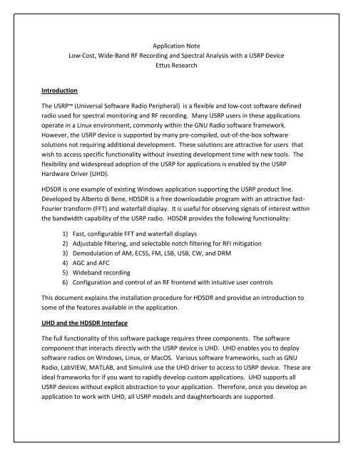 Application Note Low-Cost, Wide-Band RF ... - Ettus Research
