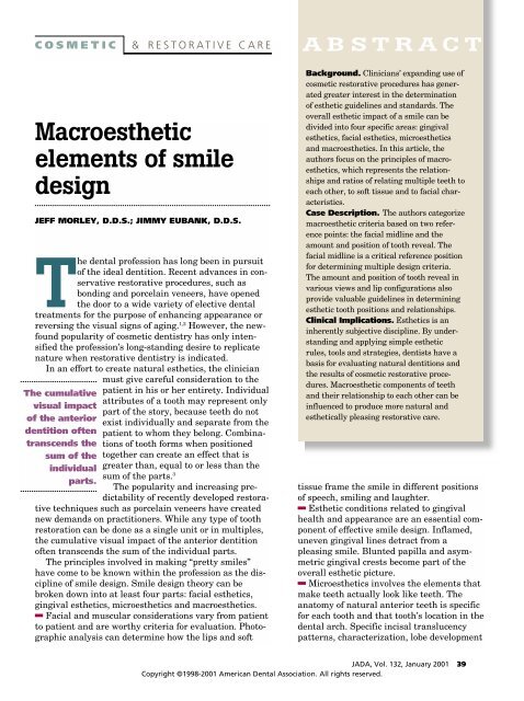Jeff Morley- macroesthetic elements of smile design