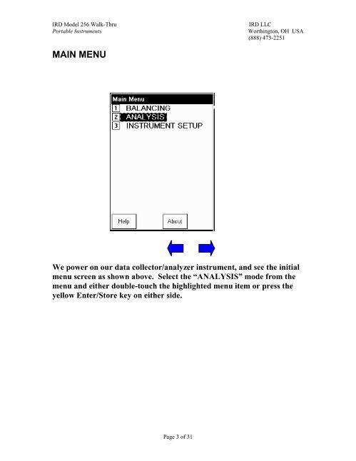Model 256 Balancer/Analyzer Instrument Walk ... - IRD Balancing