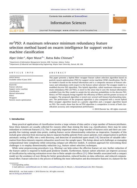 A maximum relevance minimum redundancy feature selection