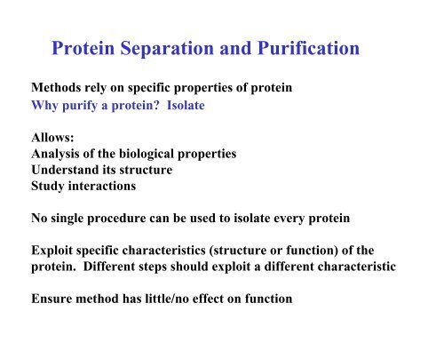Protein Separation and Purification - UF Macromolecular Structure ...