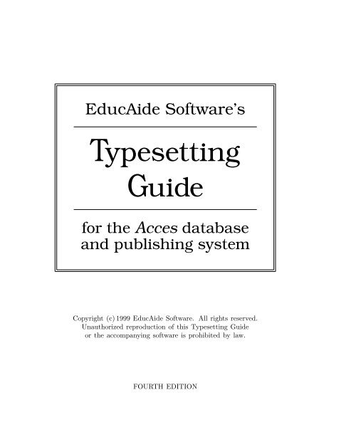 Typesetting Guide - EducAide Software