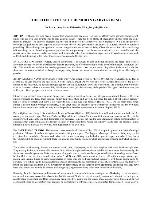 effective use of humor in e-advertising - Jim Lyttle