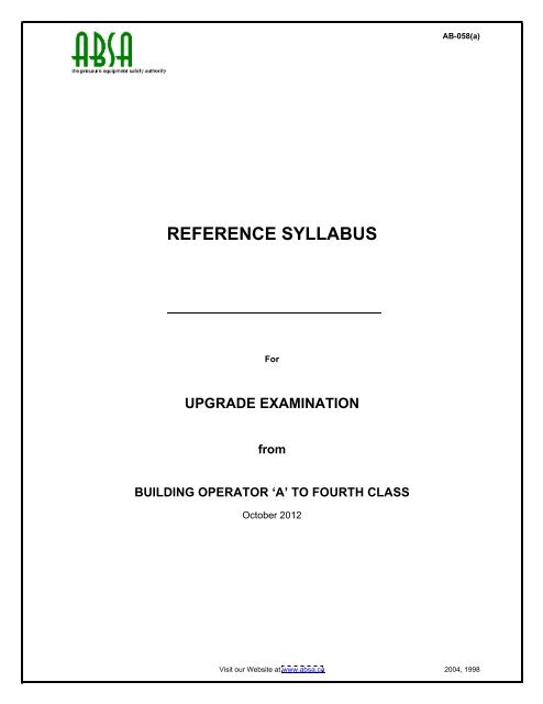 REFERENCE SYLLABUS - ABSA