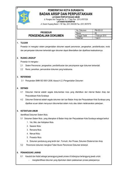 pengendalian dokumen - Badan Arsip dan Perpustakaan | Kota ...