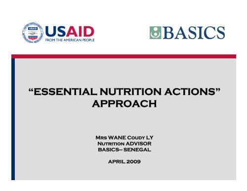 “ESSENTIAL NUTRITION ACTIONS” APPROACH - basics