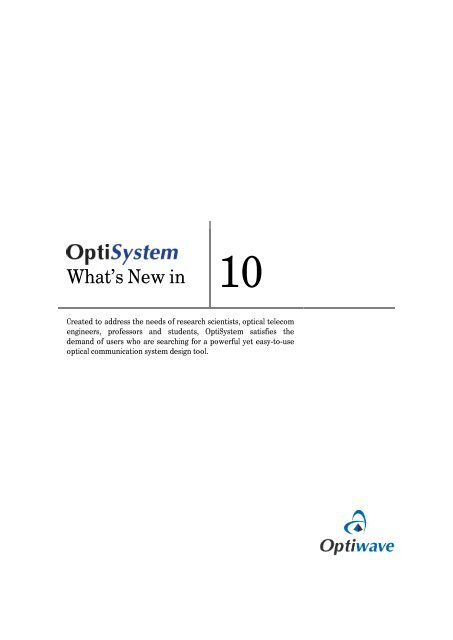 What's New in OptiSystem 10.pdf - Optiwave