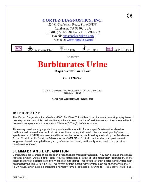 Barbiturates Urine - ELISA kits - Rapid tests