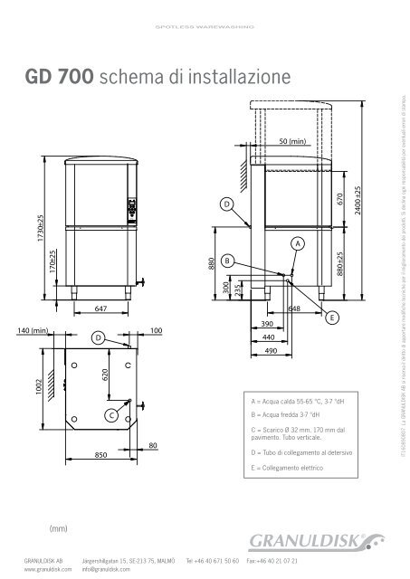 GD 700 schema di installazione - Granuldisk