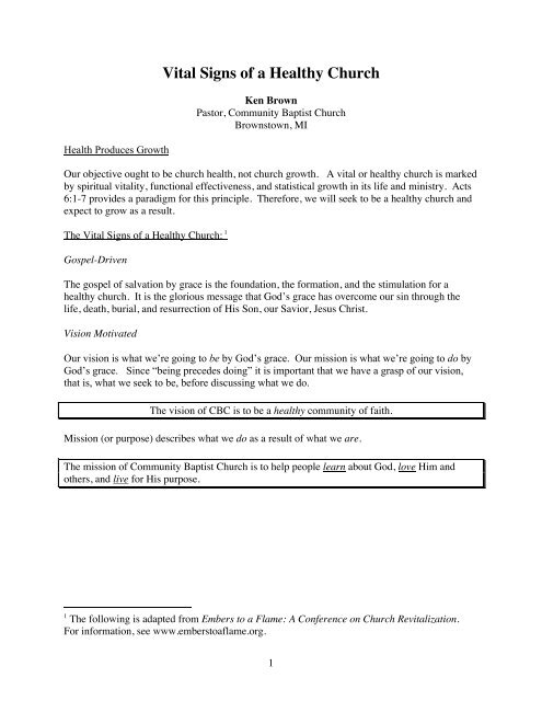 Vital Signs of a Healthy Church