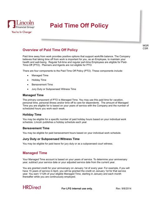 Paid Time Off Policy