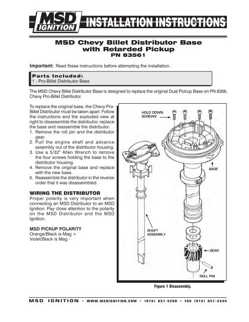 MSD Chevy Billet Distributor Base with Retarded ... - CatalogRack.com
