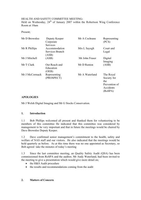 HEALTH AND SAFETY COMMITTEE MEETING-